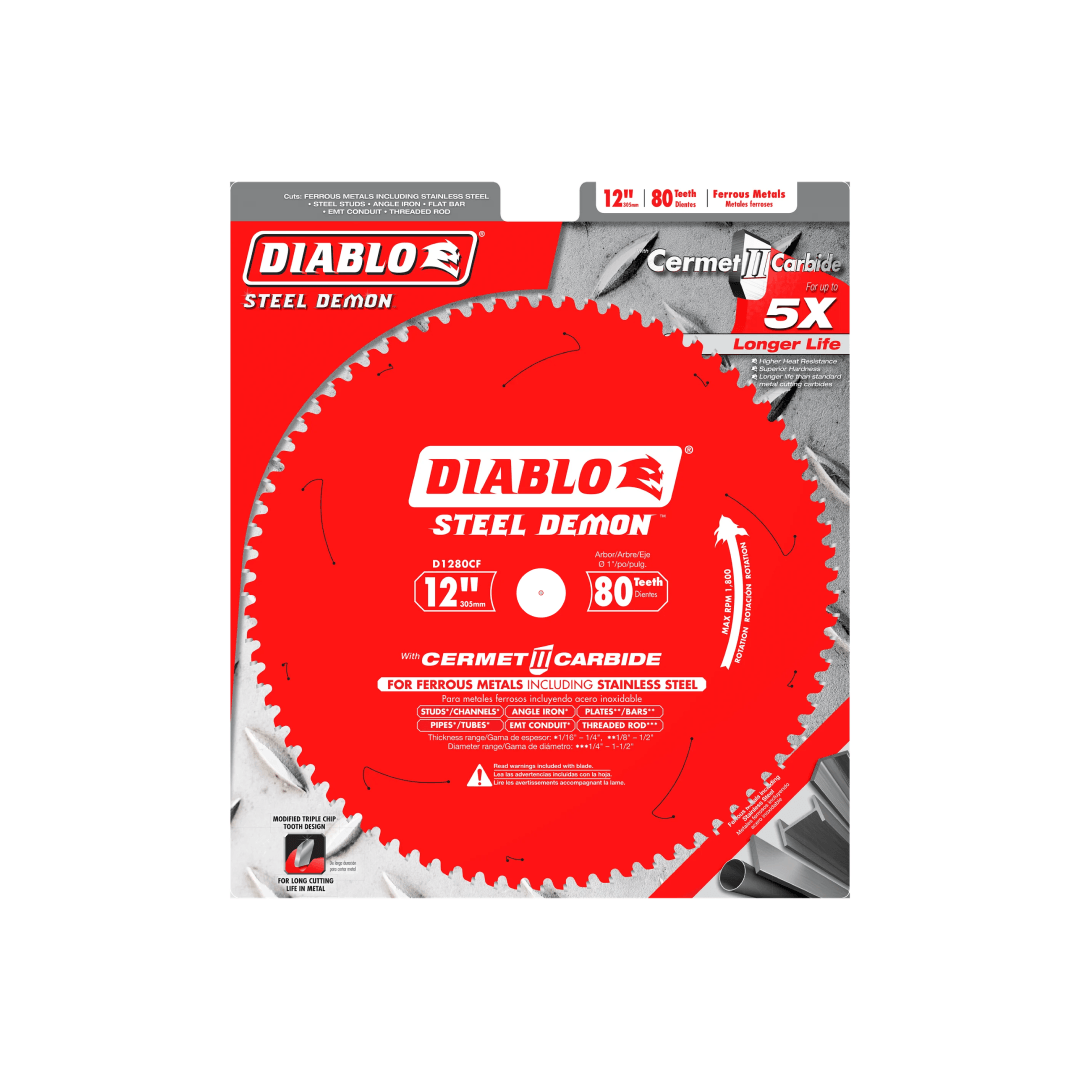 12 in. x 80 Tooth Steel Demon Cermet II Saw Blade for Metals and Stain ...