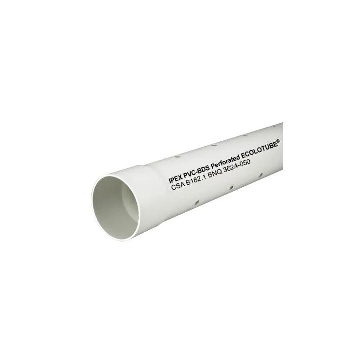 4" x 10' Bell End Ecolotube White Solid PVC Perforated Drain Pipe ...