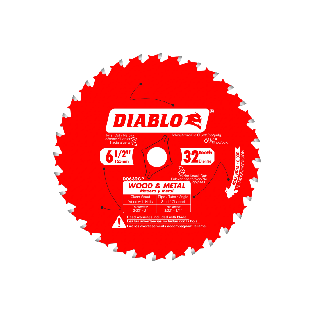 6-1/2 in. x 32 Tooth Wood & Metal Carbide Saw Blade – TESCO Building ...