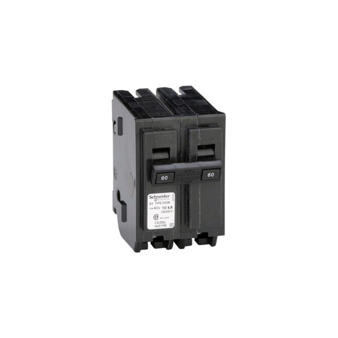 Mini circuit breaker, 60A, 2 pole, 120/240VAC, 10kA AIR, plug in - CHO ...