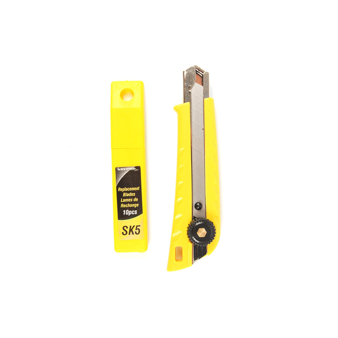 HD Utility Knife 18mm Snap-Off Blade + 10 Blades Yellow – TESCO ...