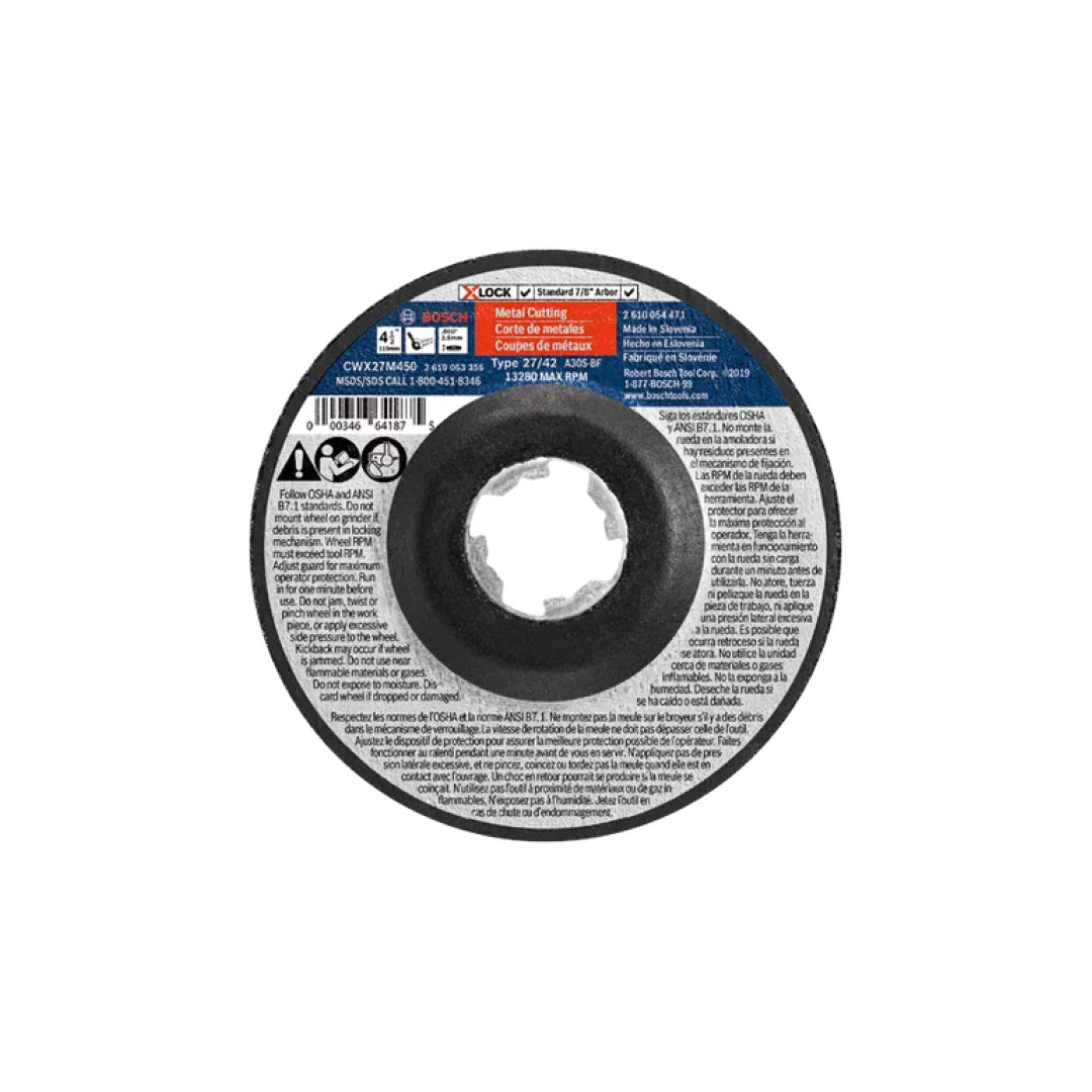 4-1/2" x .098" X-LOCK Arbor Type 27A 30 Grit Metal Cutting and Grindin ...