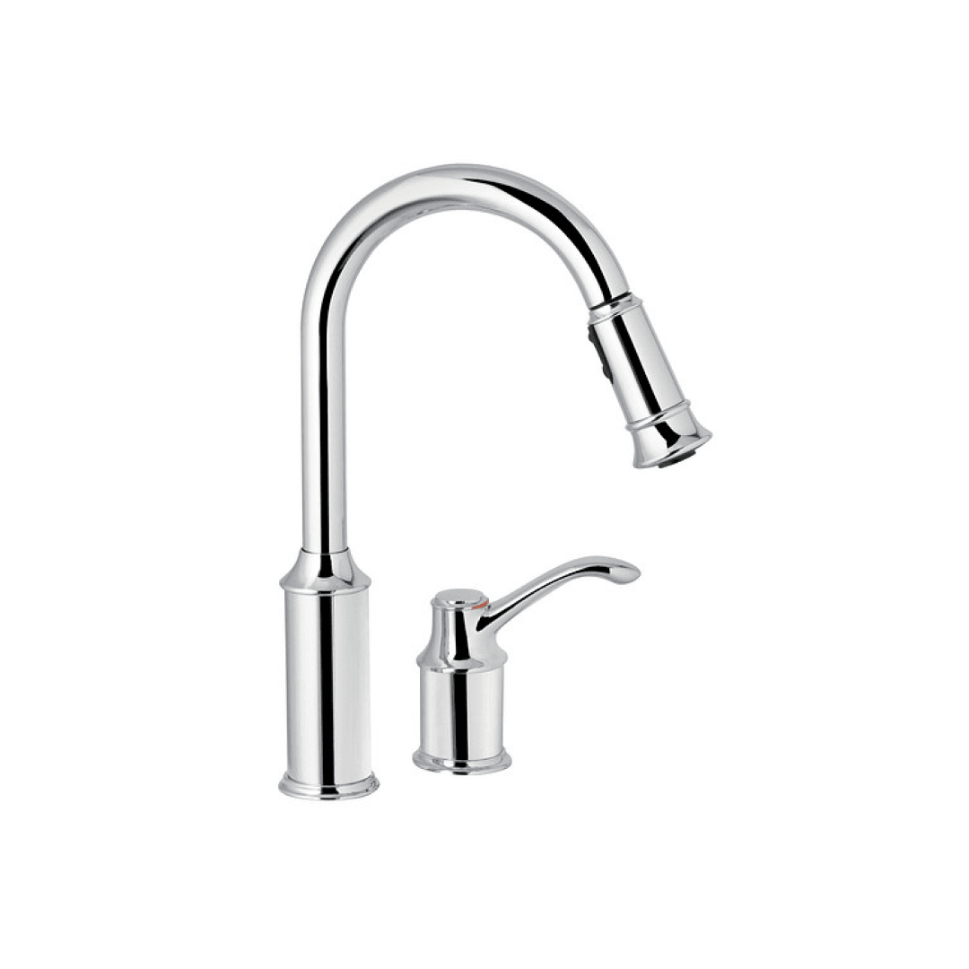 Moen Aberdeen Chrome One-Handle High Arc Pulldown Kitchen Faucet - 759 ...